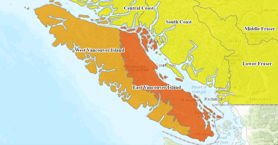 Vancouver Island and Gulf Islands drought conditions increased to Level ...