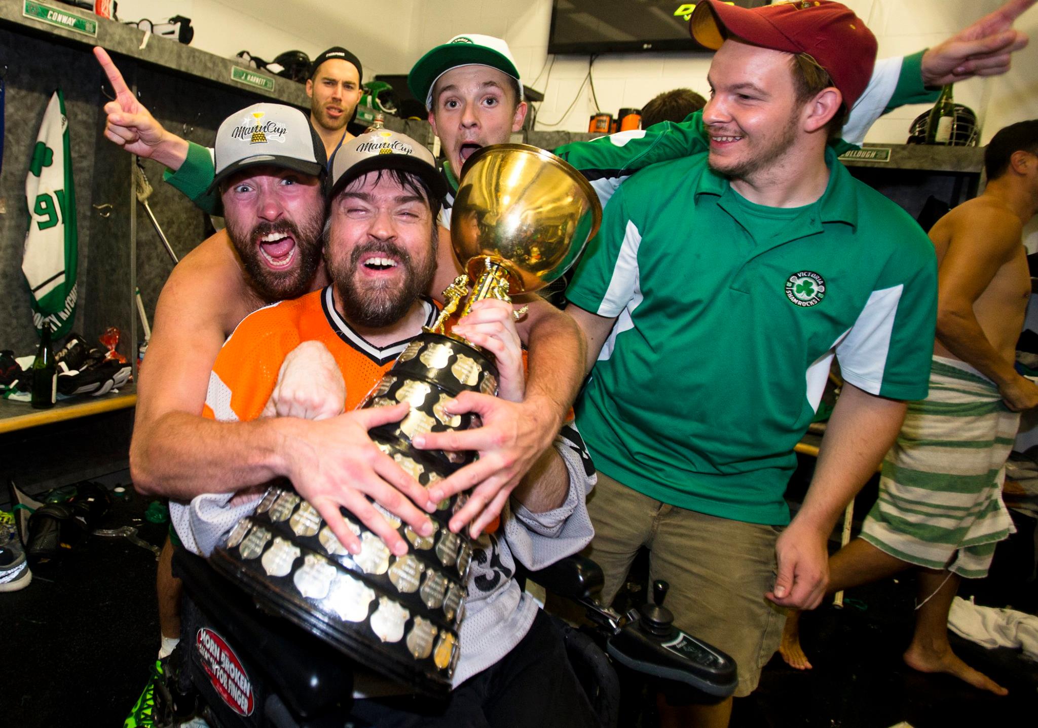 Shamrocks present a Mann Cup championship ring to "Super Fan" Jody Rice