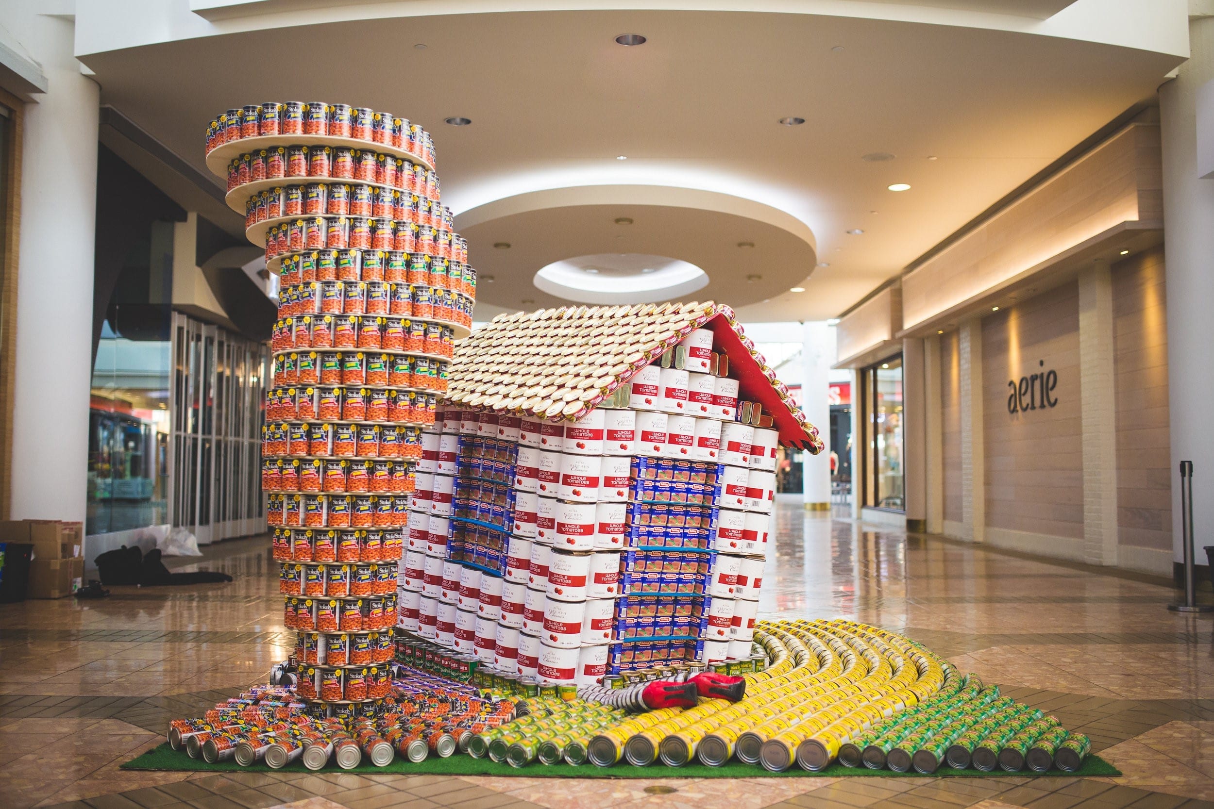 Structures made completely out of nonperishable food items at Mayfair