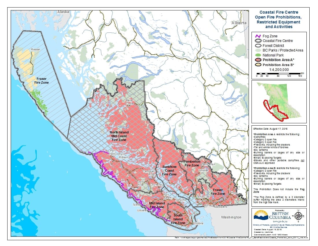 Campfire ban begins on Vancouver Island