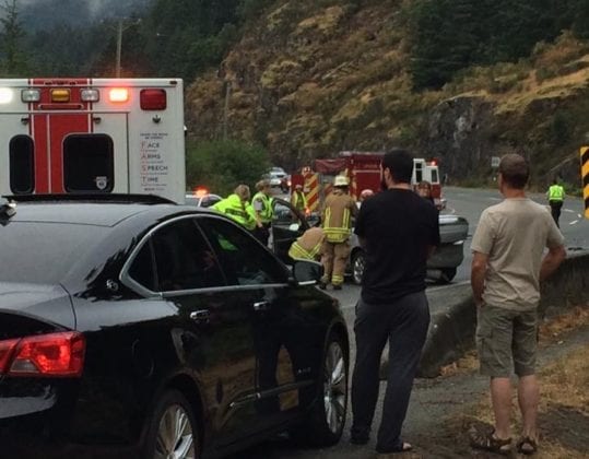 Section of Sooke Road closed following two car crash
