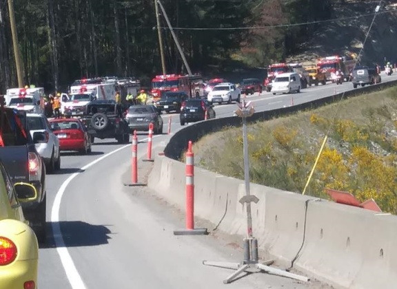 Serious single vehicle crash slows traffic on the Malahat