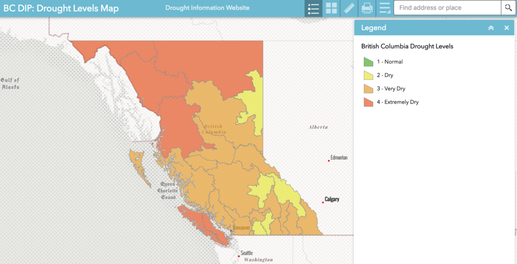 All of Vancouver Island is now under Level 4 drought rating