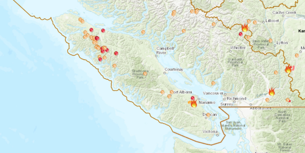 Over 30 new wildfires are raging on Vancouver Island