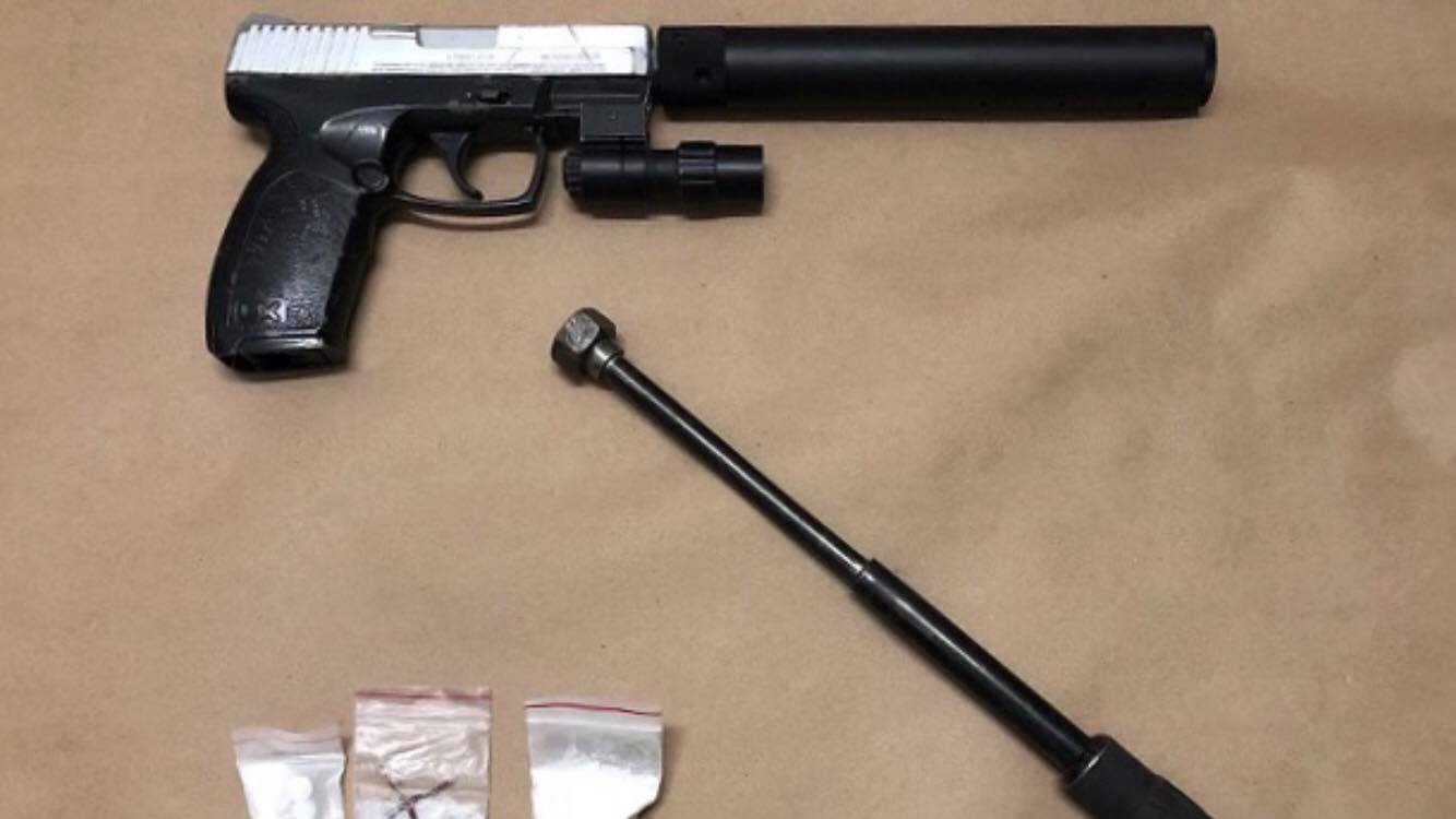 Wanted Langford man arrested with drugs, baton, and replica firearm