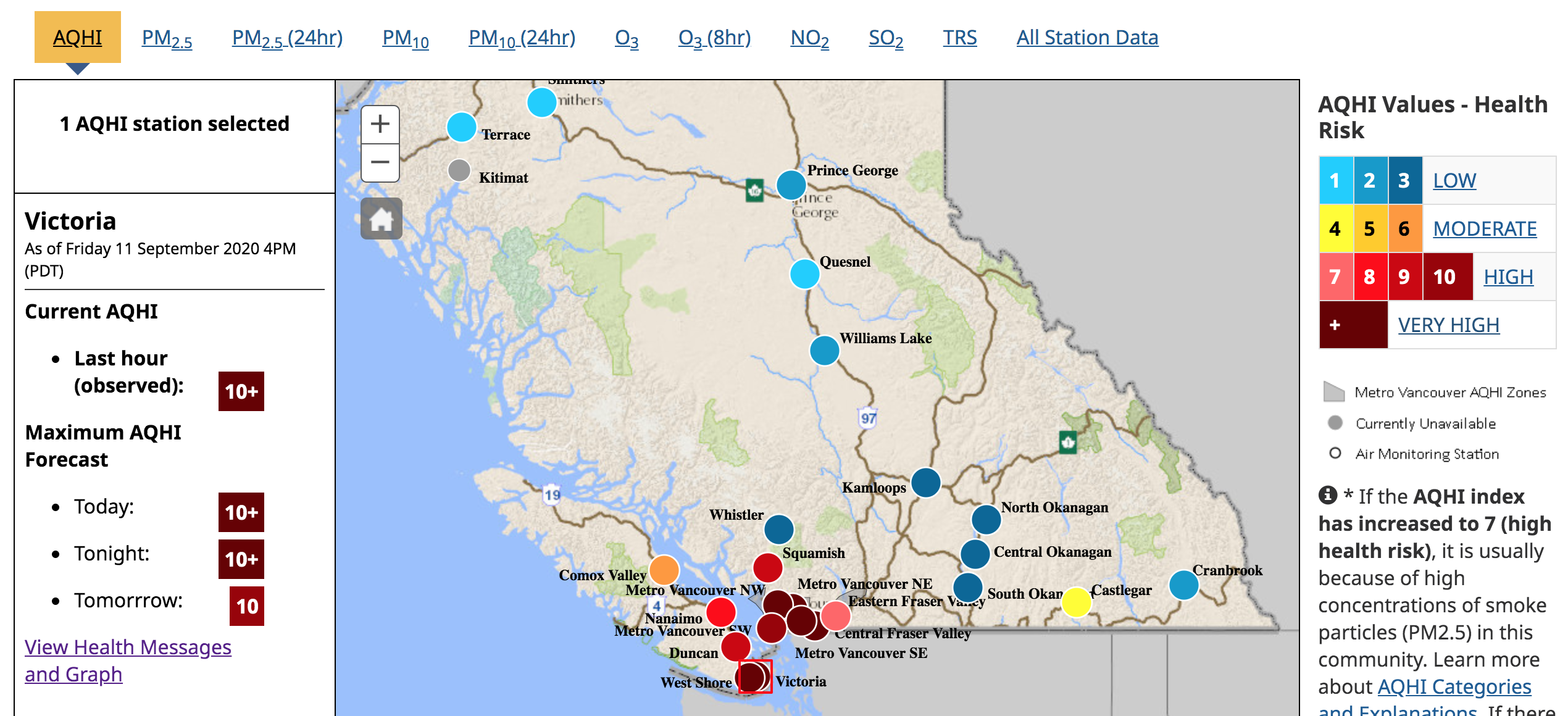 Smoky skies, poor air quality to persist in Victoria until Monday ...